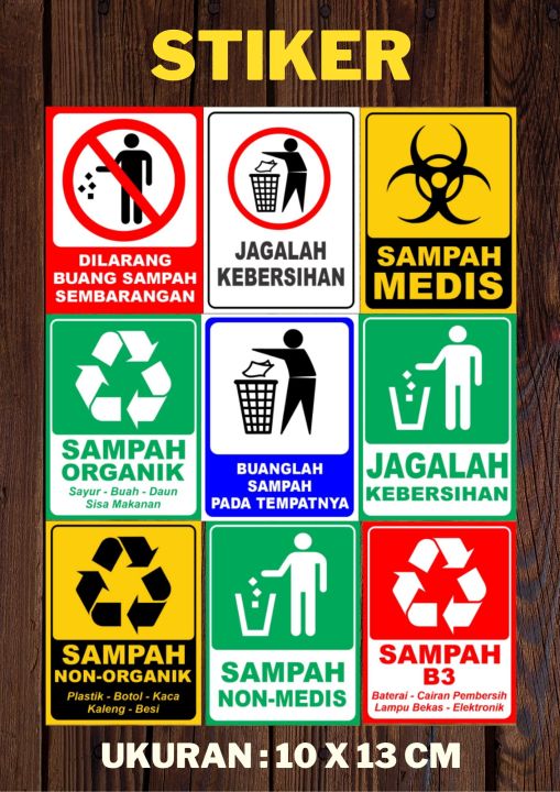 Sticker Tempat Sampah Organik Non Organik, Sampah Medis, Stiker Sampah ...