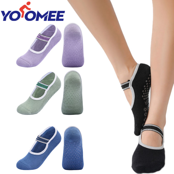 Yoomee รองเท้าแตะถุงเท้าโยคะแบบแบนเดจเปลือยหลังสำหรับผู้หญิงถุงเท้าพิลา ...
