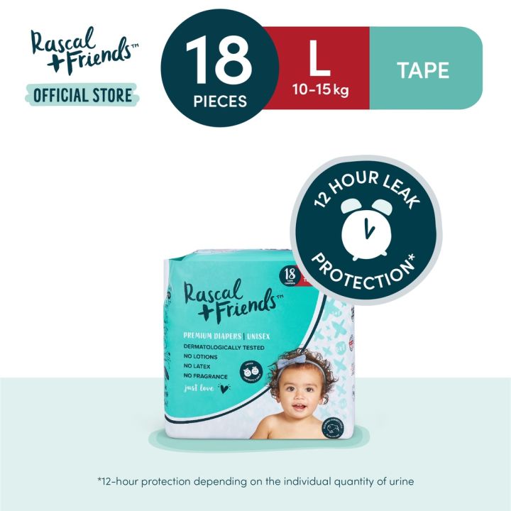 Rascal + Friends Tape Diaper Convenience Pack - Large, 18 Pads | Lazada PH