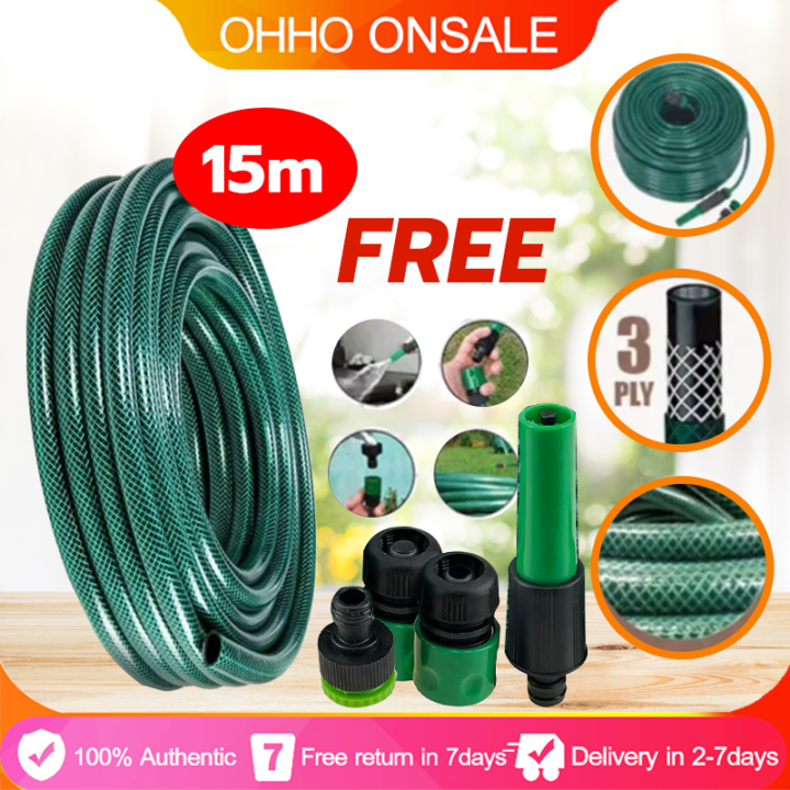 15 Meter Water Hose, PVC Pressure washer, Garden Hose set, Heavy duty ...