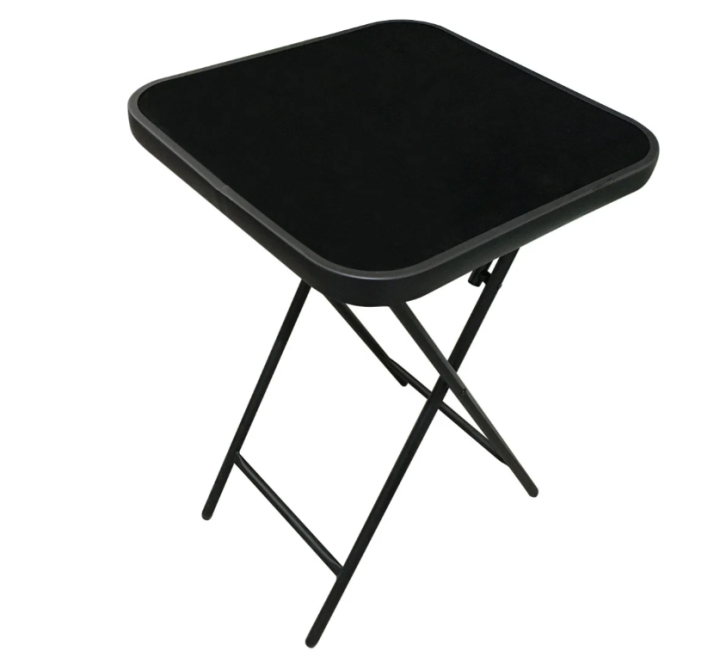 Square folding table with glass top, size 50 x 50 x 75 cm.-Black ...