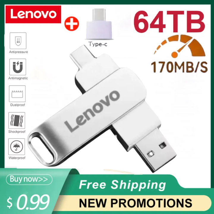 Lenovo 64TB USB Flash Drive USB 3.2 Memories Type-c 2-In-1 8TB 16TB OTG ...