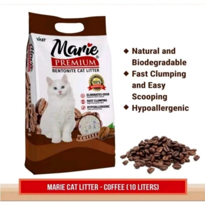 10L Marie COFFEE Premium Bentonite Cat Litter Eliminates Odor, Fast ...