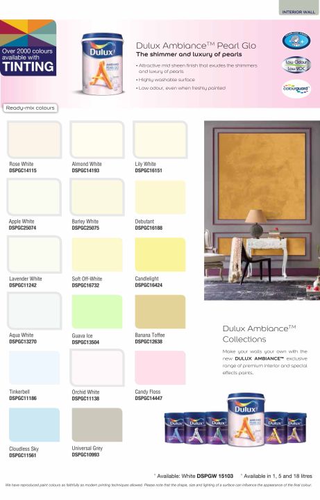 Dulux Interior Wall Ambiance Pearl Glo Paint | Lazada