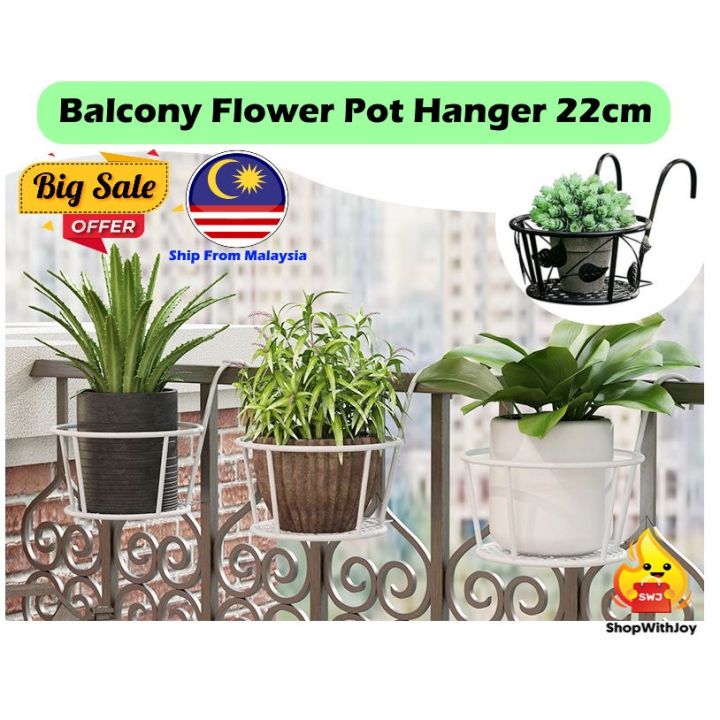 【ShopWithJoy】Rak Pasu Bunga Besi Gantung Balcony Iron Flower Pots Rack ...