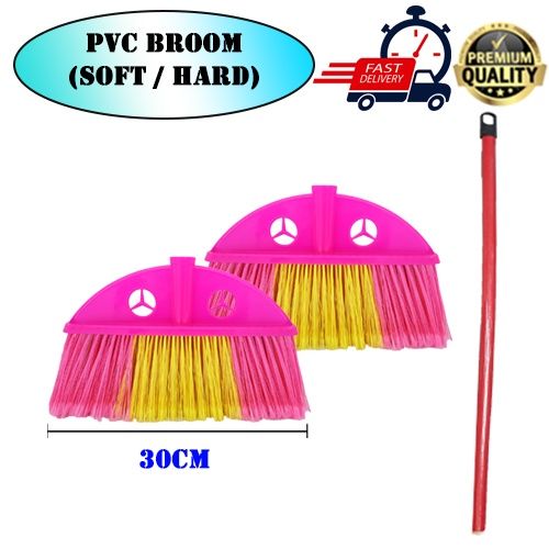 PVC Soft Broom With Handle / Hard Broom Penyapu Lantai / Penyapu Bulu ...