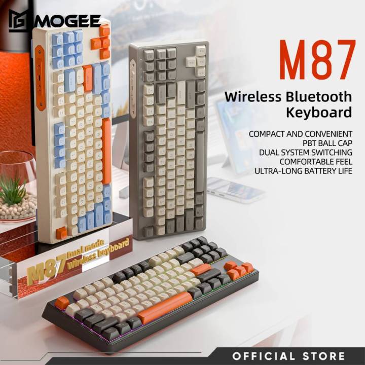 MOGEE Gaming Wireless Keyboard PBT Keycap Color Backlit Keyboard ...