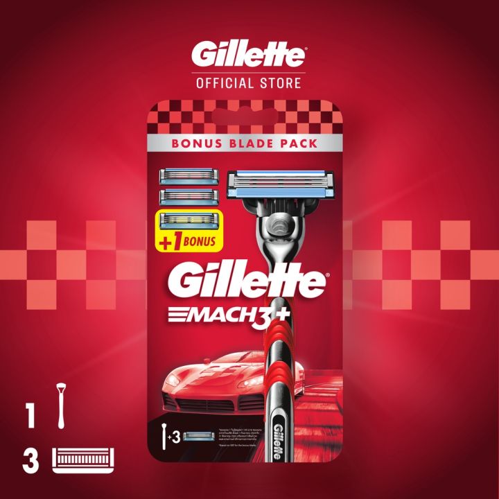 Gillette Mach3+ 1 Handle + 3 Blades Limited Edition | Lazada