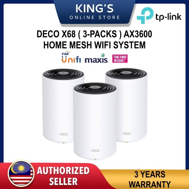 TP-Link Deco X68 AX3600 Tri-Band WiFi 6 Whole Home Ai-Driven Mesh WiFi ...