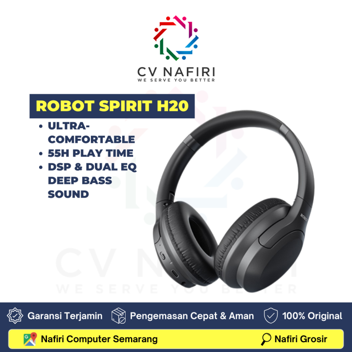 ROBOT SPIRIT H20 HEADPHONE HEADSET BLUETOOTH WITH DUAL EQ ORIGINAL ...