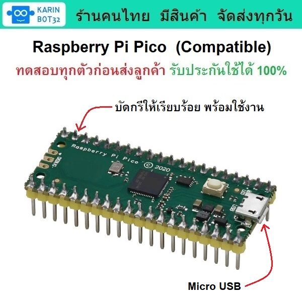 บอร์ด Raspberry Pi Pico (Compatible) แบบบัดกรีให้แล้ว มีสินค้า พร้อมส่ง | Lazada.co.th