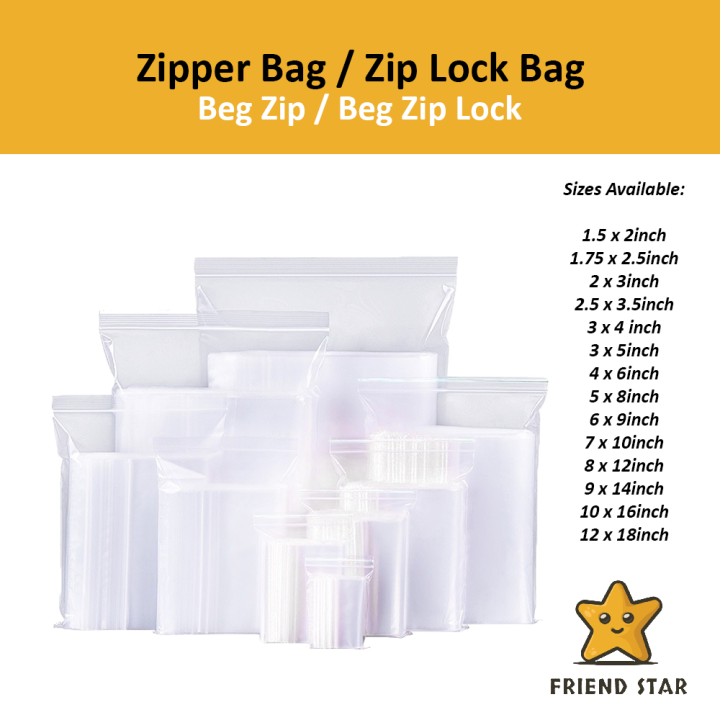 Beg Plastik Zipper [100 pcs] Plastic Zipper Bag / Zip Bag Lock Bag / PE ...