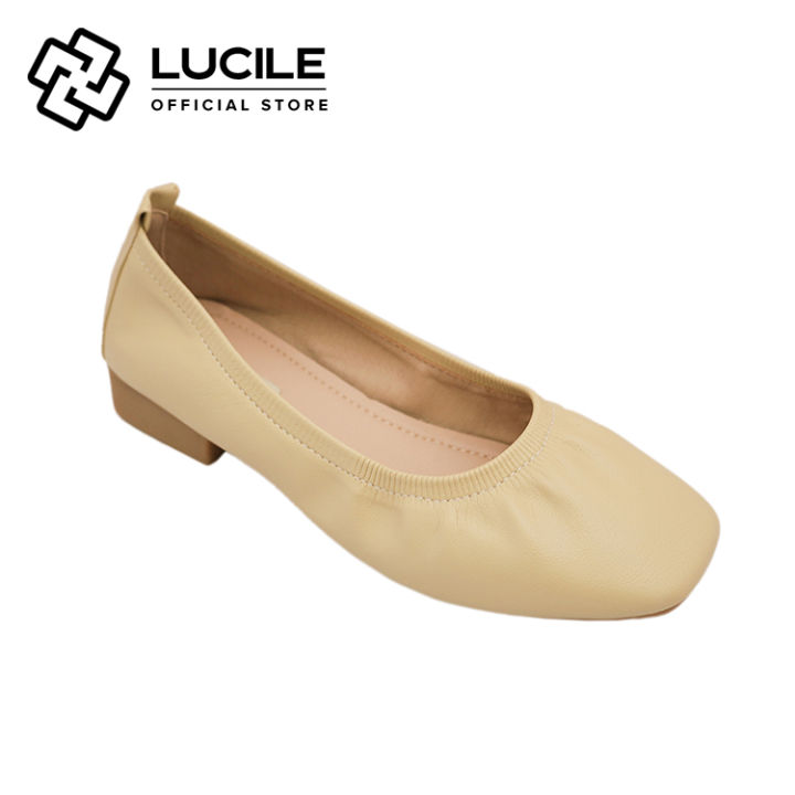 Lucile 929 Plain Flat Square Toe Ballet Flat Shoes with Thick Heels ...