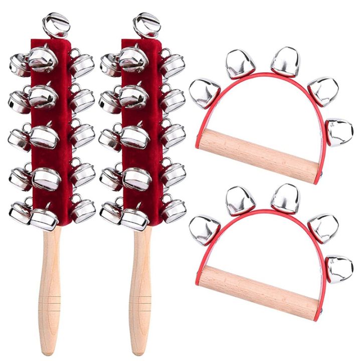 Christmas Hand Jingle Bells Wooden Hand Sleigh Bells Jingle Shaker ...