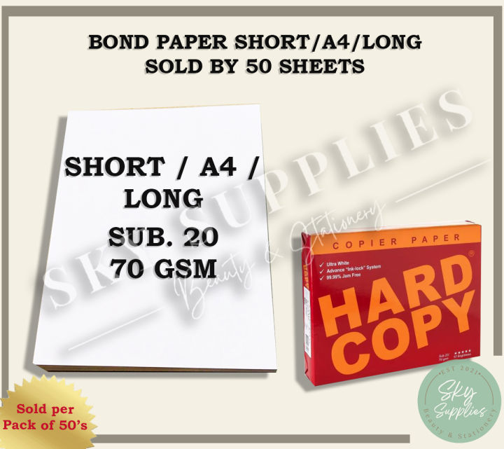 50pcs HARD COPY PAPER A4/SHORT/LONG | Lazada PH