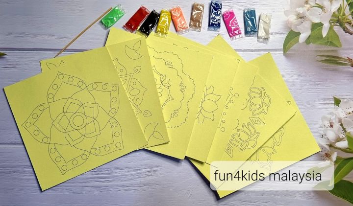 Deepavali Craft | DIY Colorful Rangoli / Kolam Sand Art with 10-colored ...