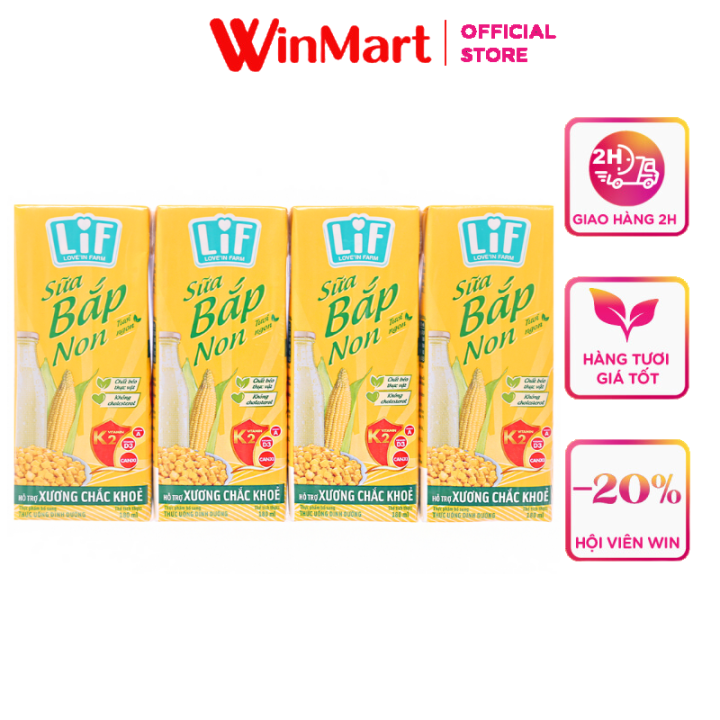 [Siêu thị WinMart] - Sữa bắp non LiF lốc 4 hộp x 180ml | Lazada.vn