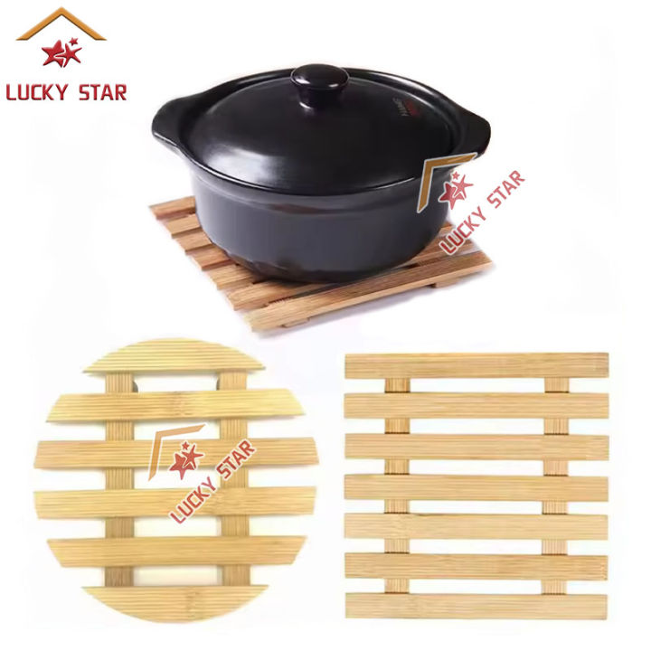 Bamboo Heat Pad Kitchen Table Heat Resistant Pad Household Square Round ...