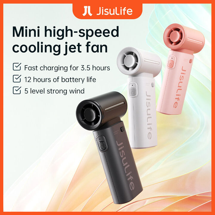 JISULIFE Portable Handheld Turbo Fan, Mini USB Rechargeable Fan [12H ...