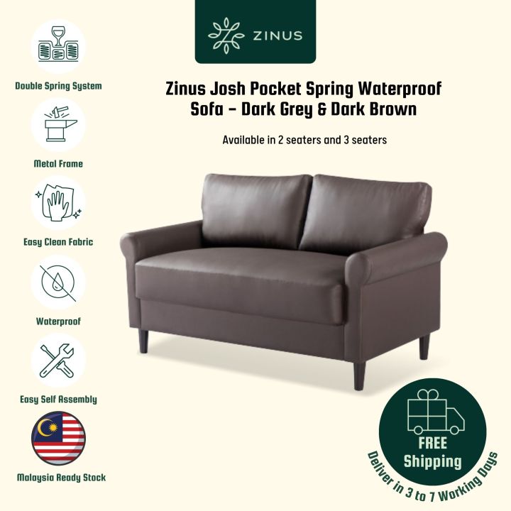 (Free Shipping) Zinus Leather Look Waterproof Pocket Spring Sofa Metal ...