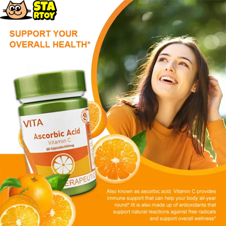 (60 เม็ด) VITA Vitamin C Tablet ไวต้า-ซี วิตามินซี อัดเม็ด ส้ม 600 เม็ด ...