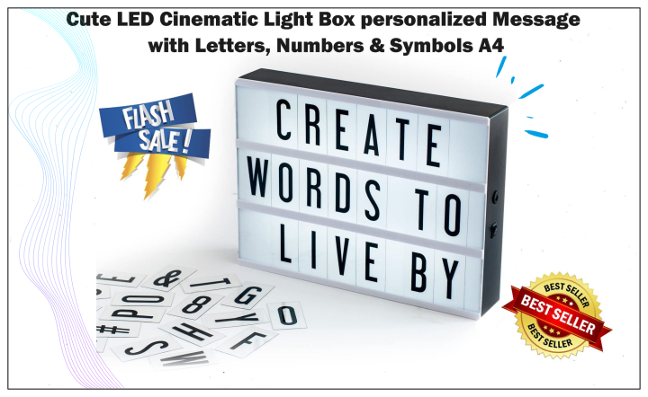 Cute LED Cinematic Light Box personalized Message with Letters ,Numbers ...