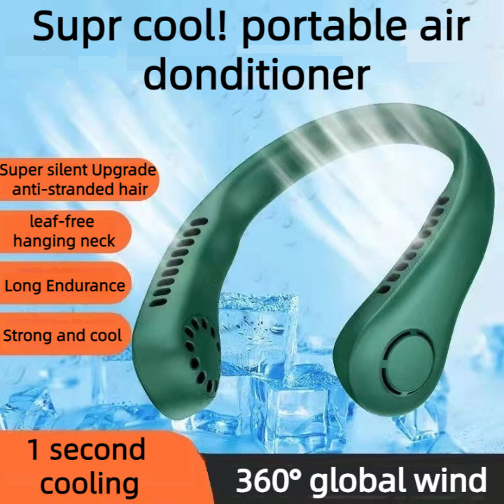 Leafless hanging Neck cooling fan usb charging Lazy Mini portable ...