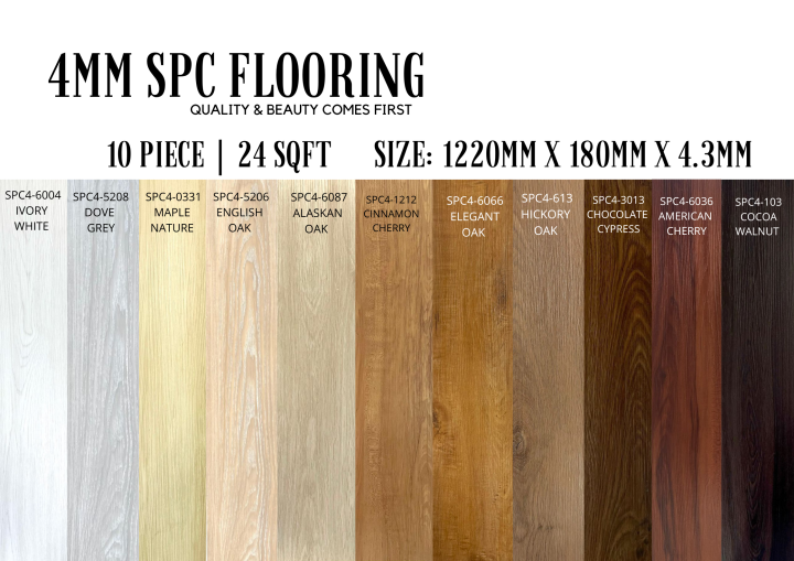 SPC 4mm SPC Flooring (10 Pieces) (24 sqft per box) | Lazada
