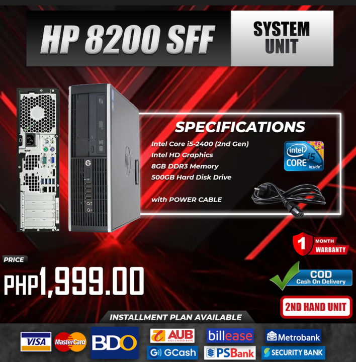 AFFORDABLE SYSTEM UNIT HP 8200 INTEL CORE I5 8GB 500GB HDD ...