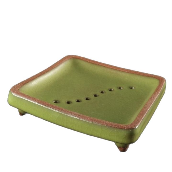 Keceramics Handmade Ceramic Serene Soap Dish (Green) (10 x 10 x 2 cm ...