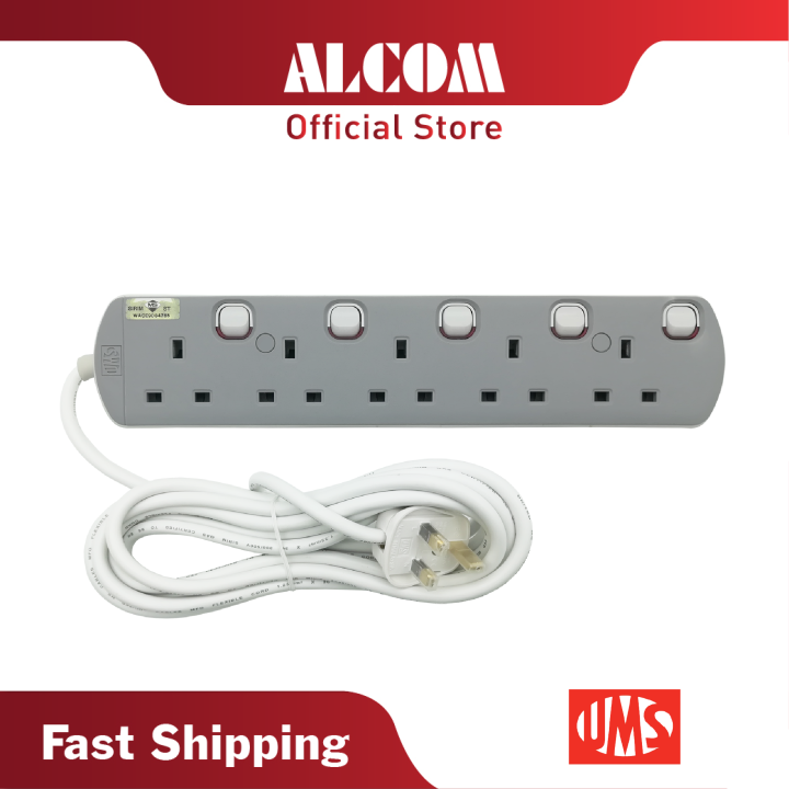 UMS 5 Gang SIRIM Approved Portable Switched Socket 8513-N with 13A ...