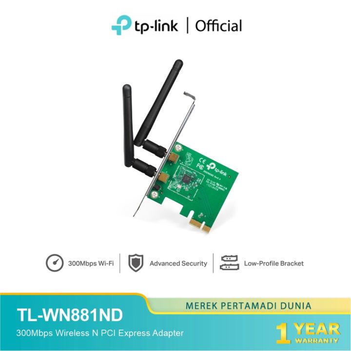 TP-Link TL-WN881ND 300Mbps Wireless N PCI Express Adapter WiFi Receiver ...