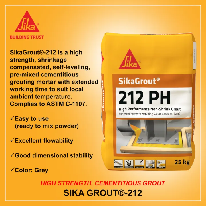 Sika Grout 212 25KG High Strength, Shrinkage Compensated, Cementitious ...