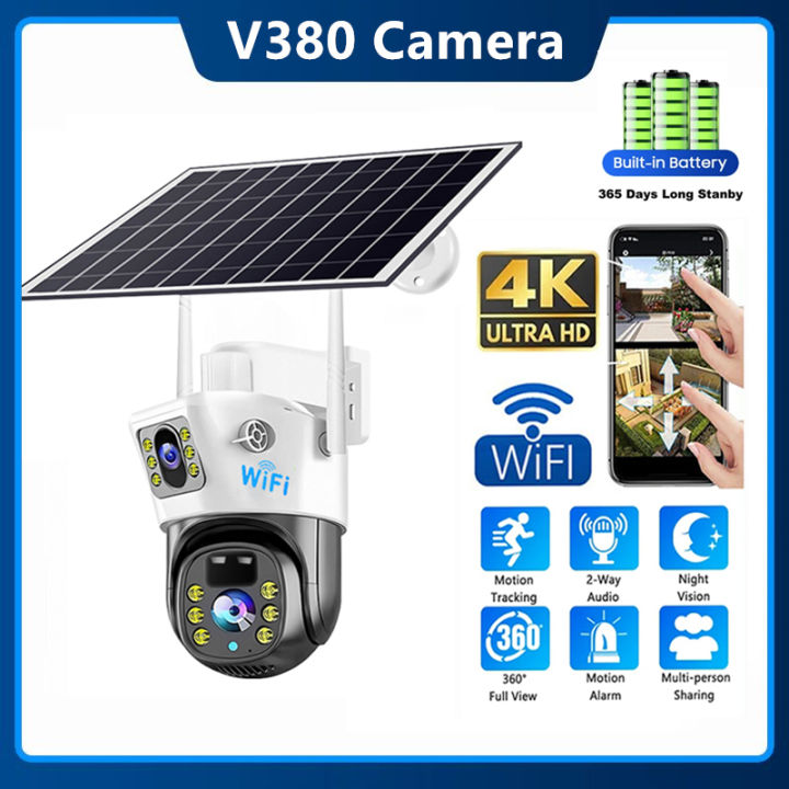 V380 Pro Cctv Camera Wifi 8MP Solar CCTV Camera Outdoor Wireless Cctv ...