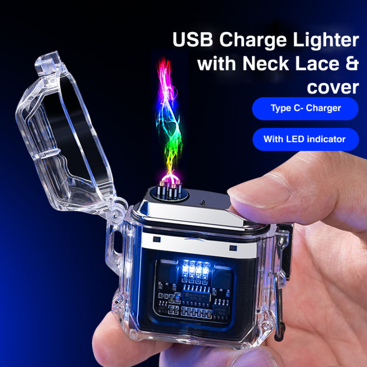 Portable double arc lighter windproof waterproof rechargeable lighter ...