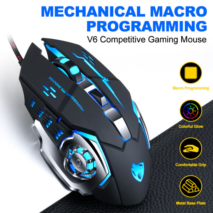 RGB Gaming Mouse 7 Colors Breathing Lamp Mouse Rechargeable USB Wired ...