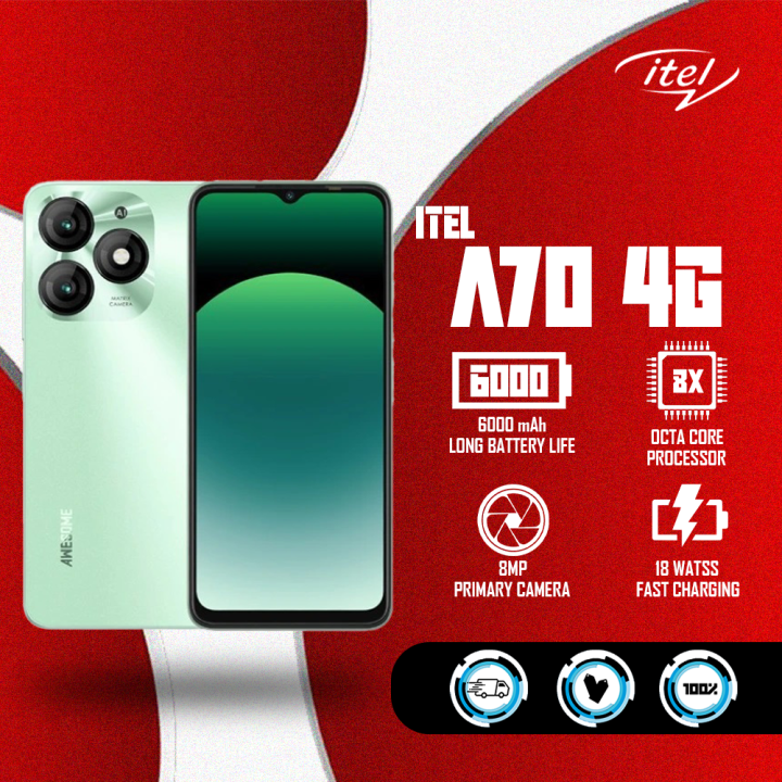 Itel A70 LTE | 4GB RAM | 128GB ROM | 6.6"HD Waterdrop Fullscreen ...