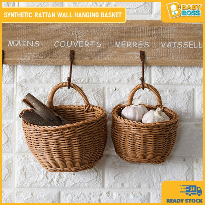 BabyBoss PP Imitation Synthetic Rattan Wall Hanging Basket Flower Onion ...
