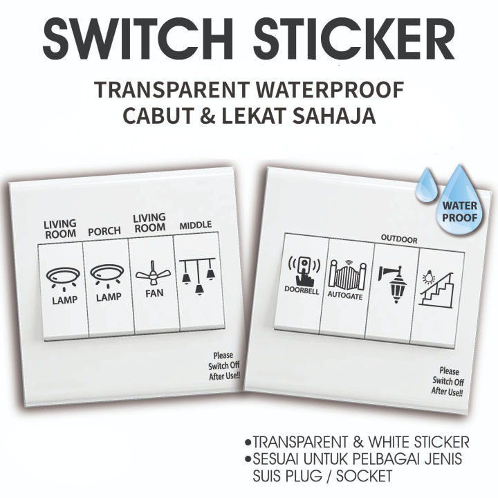 Sticker Label Switch Plug Socket Symbol And Word For Whole House