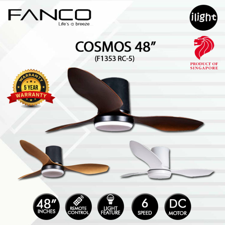 FANCO COSMOS 48 Inch DC MOTOR WITH 3 COLOR LIGHT 3 BLADE REMOTE CONTROL ...