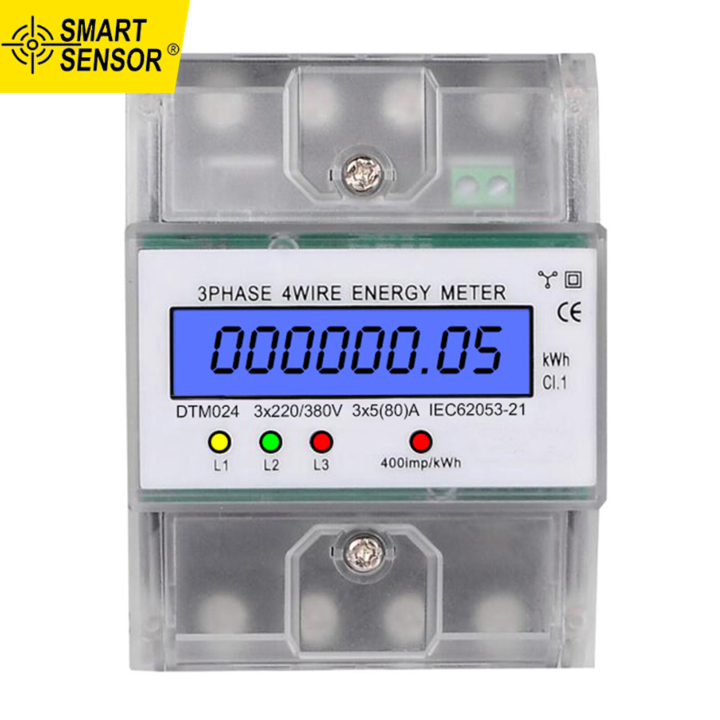 Smart Sensor 3 Phase 4 Wire Energy Meter 220/380V 5-80A Energy ...