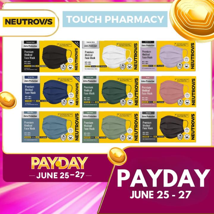 NEUTROVIS Medical Face Mask For Adult | 4-Ply Ear-Loop | 50 PCS | BFE ...