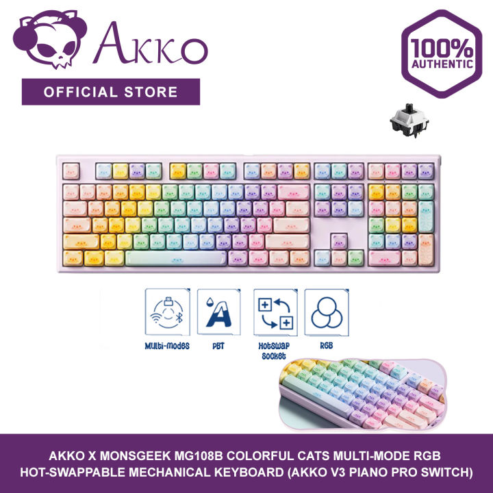 Akko x MonsGeek MG108B Colorful Cats Multi-Mode RGB Hot-Swappable ...