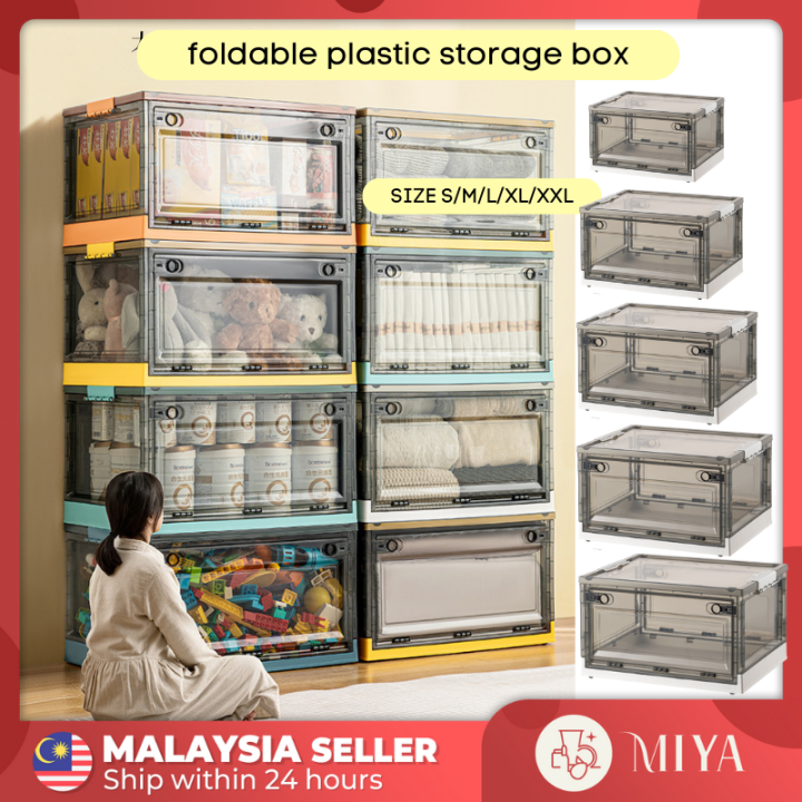 Foldable Storage Box with Lid Large Capacity Multipurpose Stackable ...