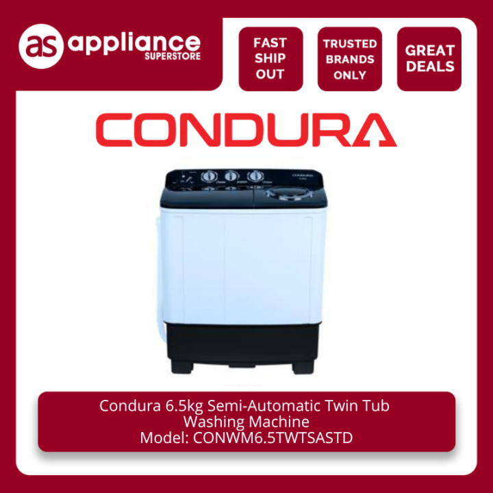 Condura 6.5kg Semi-Automatic Twin Tub Washing Machine CONWM6.5TWTSASTD ...