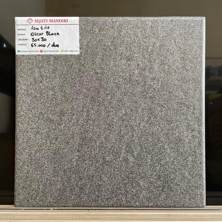 keramik 30x30 - motif batu alam - asia tile oscar black | Lazada Indonesia
