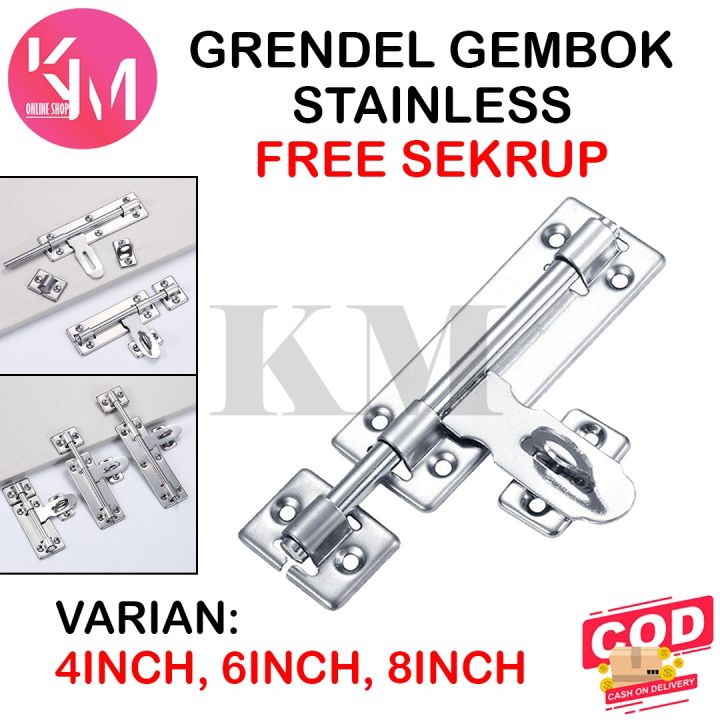 Grendel Gembok Pintu / Kunci Slot Pintu Stainless uk 4 inch,6 inch dan ...