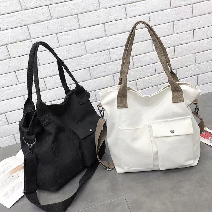 Abe co #8179 Japanese Simple Canvas Tote bag with sling shoulder bag ...