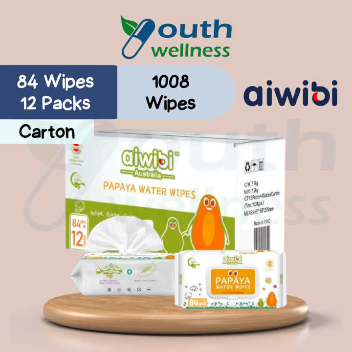 [Carton] Aiwibi Premium Papaya Spring Water Wipes - Baby Wet Wipe (84 ...
