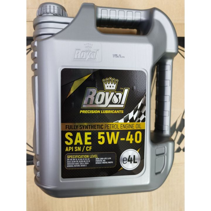 ENGINE OIL ROYAL 5W40 FULLY SYNTHETIC SN/CF 4LTR | Lazada